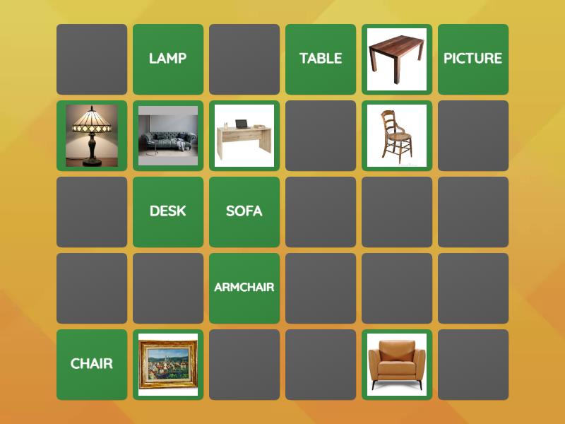 FURNITURE MEMORY GAME - Matching pairs