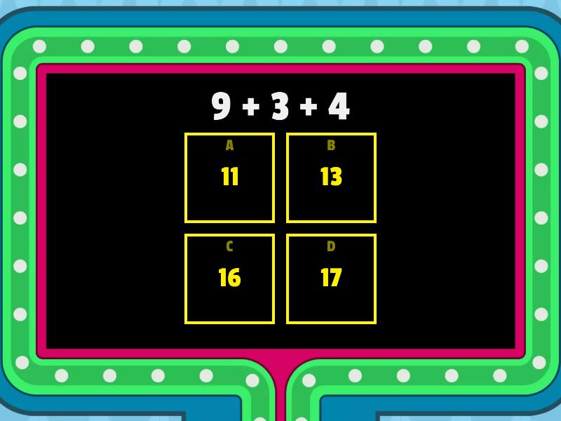 Add 3 One Digit Addends Round 3 - Gameshow quiz