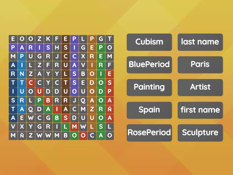 Pablo Picasso - Wordsearch