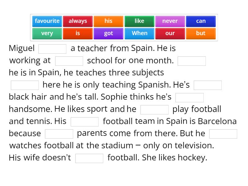 Task 5 - The Spanish Teacher in our School - SPRINGBOARD - Complete the ...