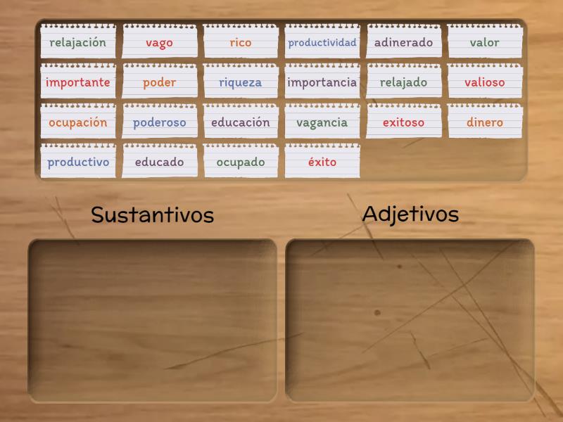 ¿Sustantivo o adjetivo? - Group sort