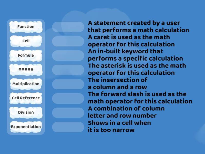 Formulas And Functions Match Up
