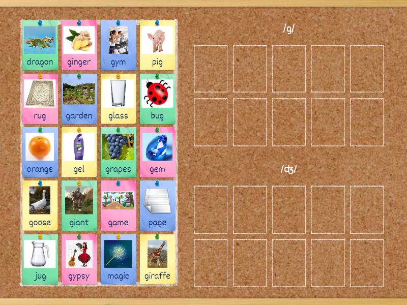 Phonics. Letter G - Group sort