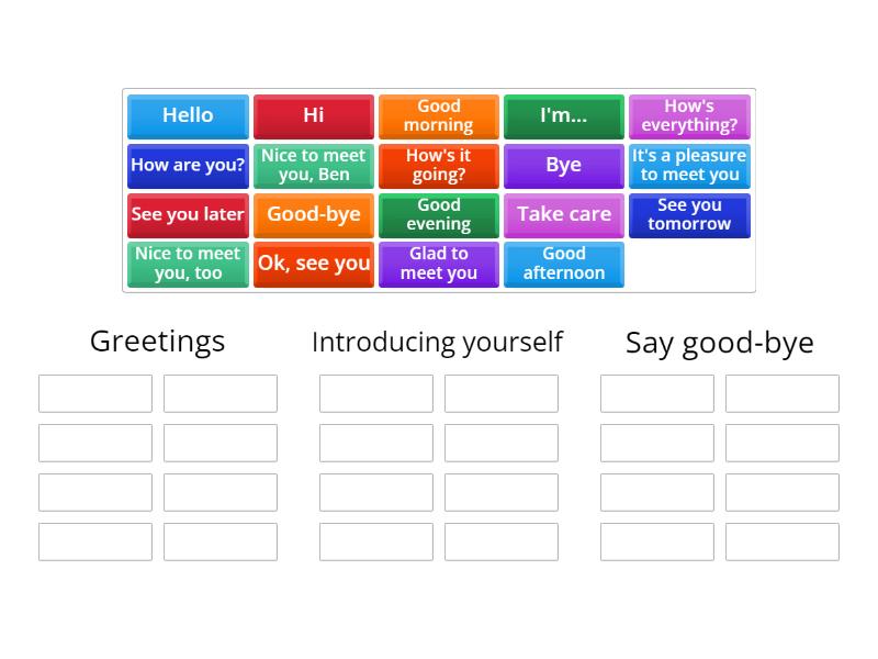 Introducing yourself - Group sort