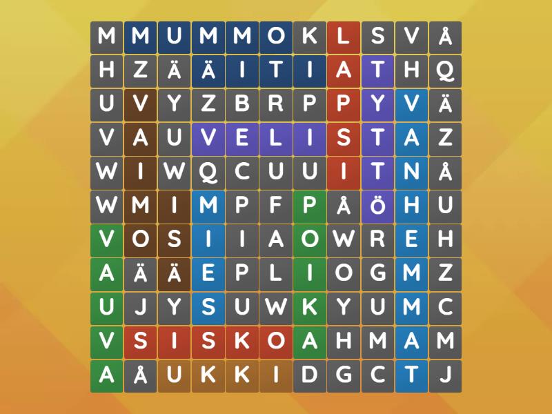 Perhesanat - Wordsearch