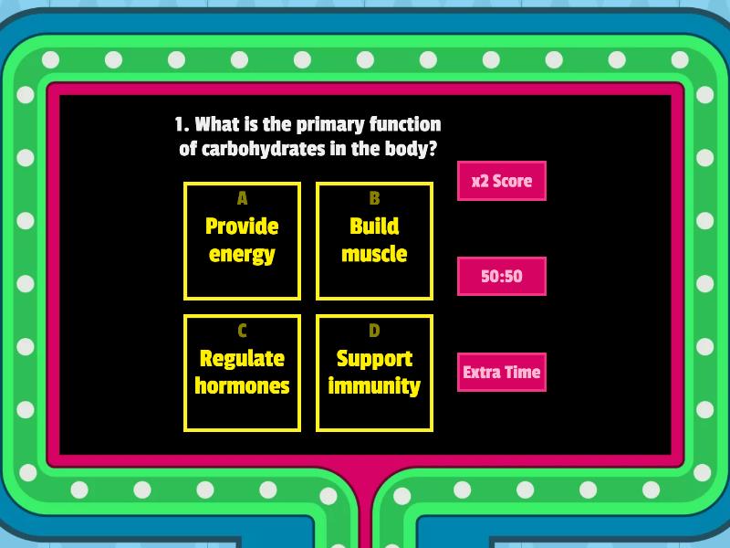 Carbohydrates Food Tech Macro nutrients - Gameshow quiz
