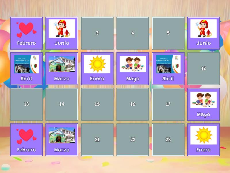 Memorice meses del año - Matching pairs