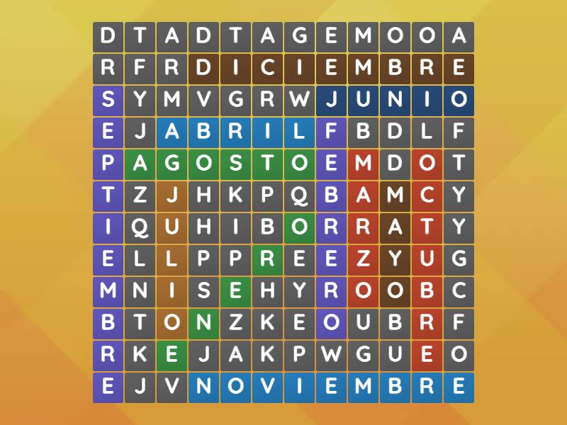 Gr. 1 - Los meses - Sopa de letras