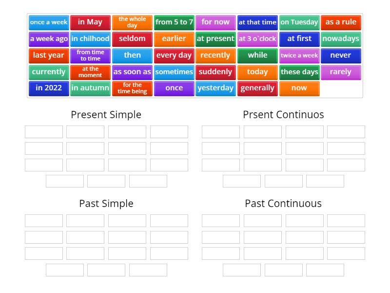 Present Simple,Present Continuous, Past Simple, Past Continuous - Group ...