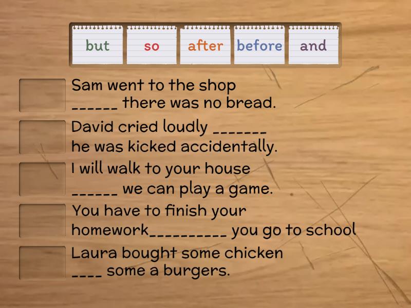 Conjunctions game - Match up