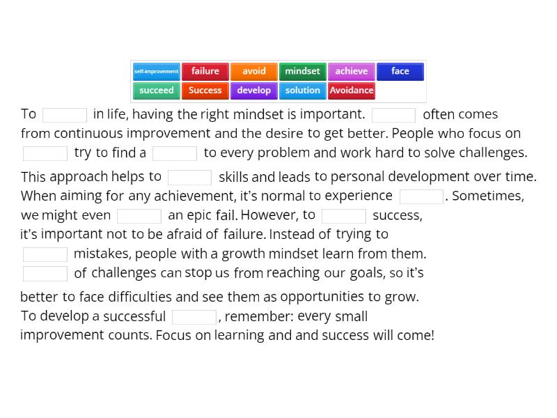 Mindset for success - Complete the sentence