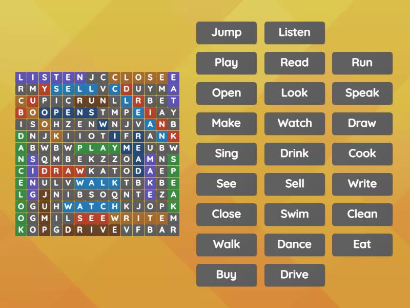 A2. Action Verbs : - Wordsearch