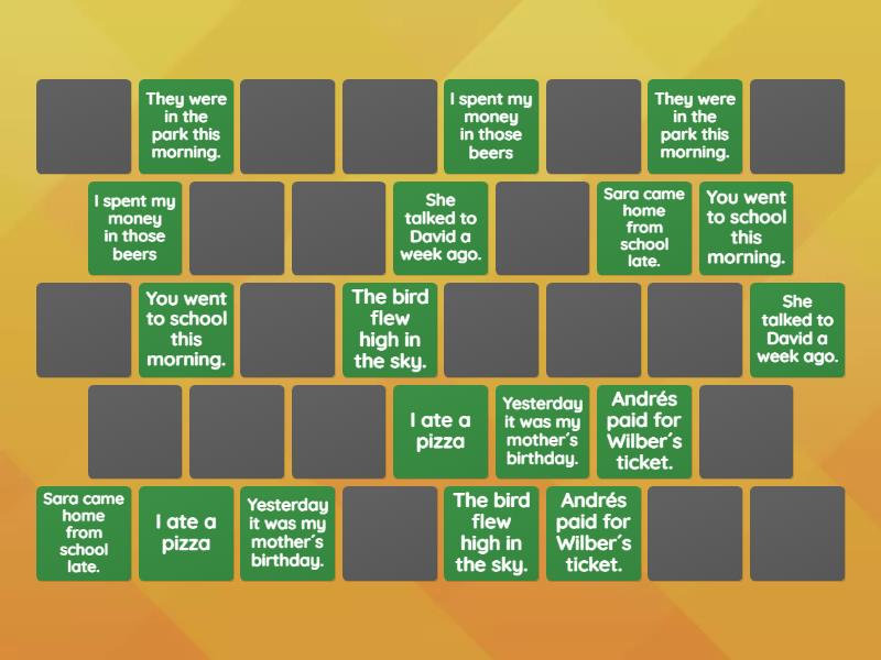 Memory- simple past sentences - Matching pairs