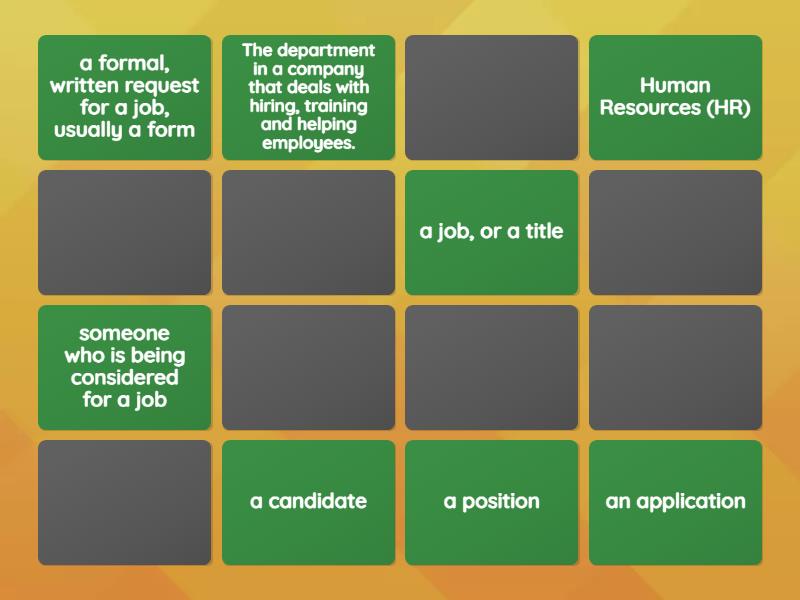 Job Interview Vocabulary - Matching pairs