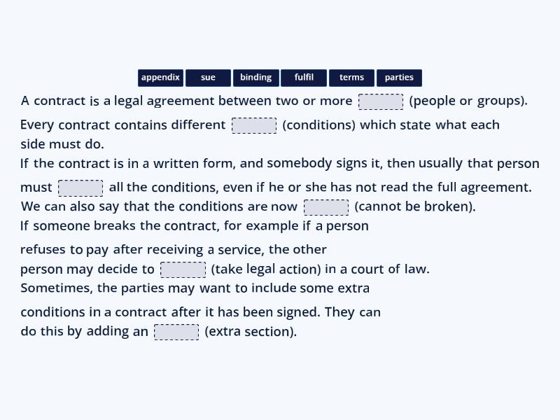 Contracts_gap filling - Complete the sentence