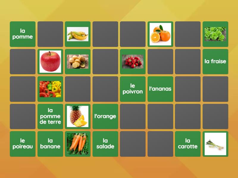 Les fruits et les legumes- Francais ACCI Ados - Matching pairs