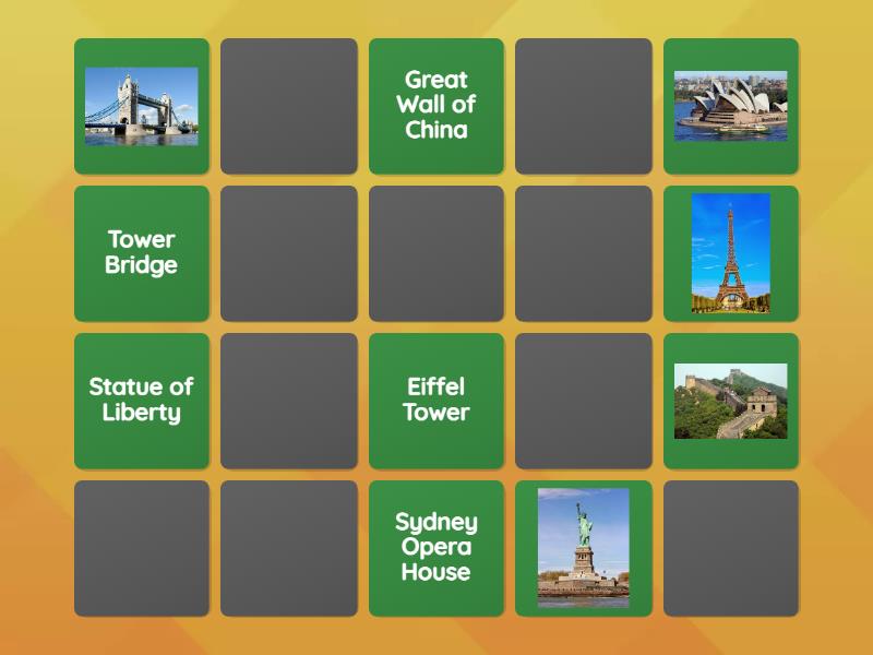 Identify and Match the World tourist attractions! - Matching pairs