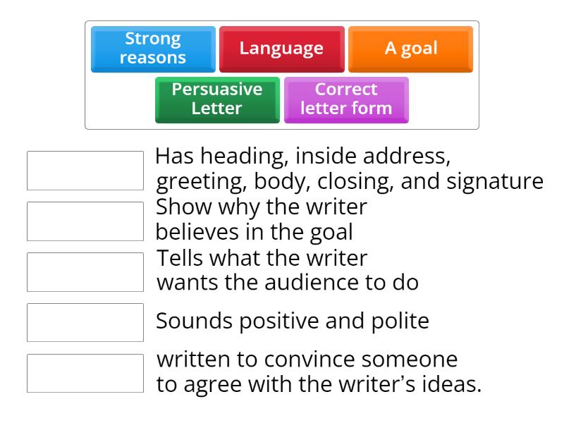 Writing Persuasive Letter - Match up