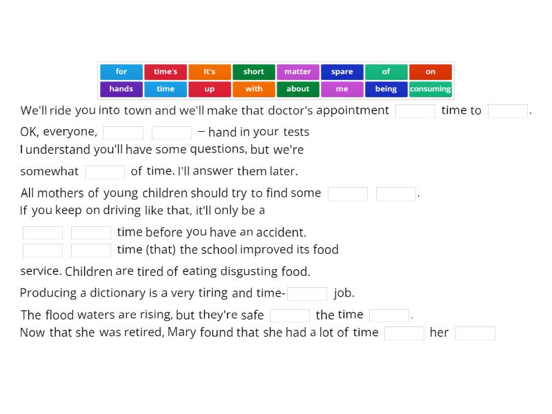 time expressions - Complete the sentence