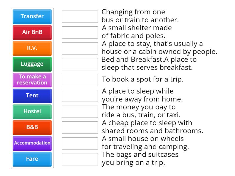 Travel (3/4 Esl library) - Match up