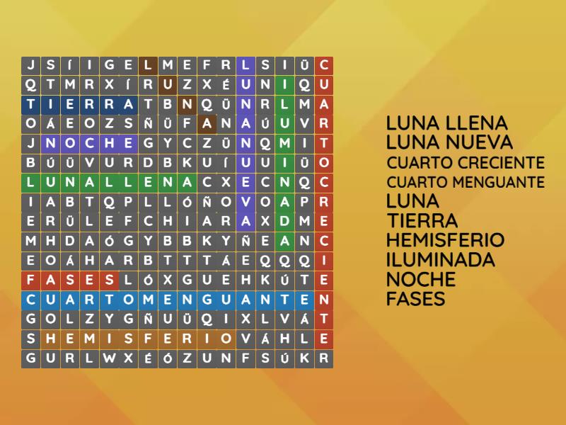 FASES DE LA LUNA - Sopa de letras