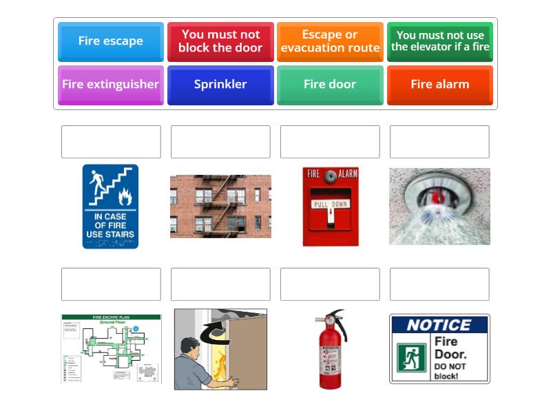 Fire Safety Vocabulary - Match up