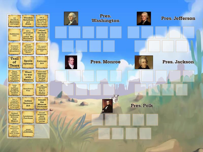 Unit 4, Lesson 1 Review: Early American Presidents - Group sort