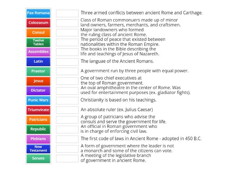 #2 Ancient Rome Vocabulary Activity - Match up