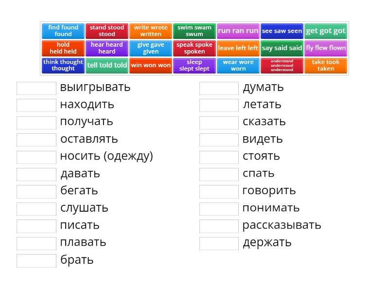 Irregular Verbs 3 forms/translation (f-z) - Match up