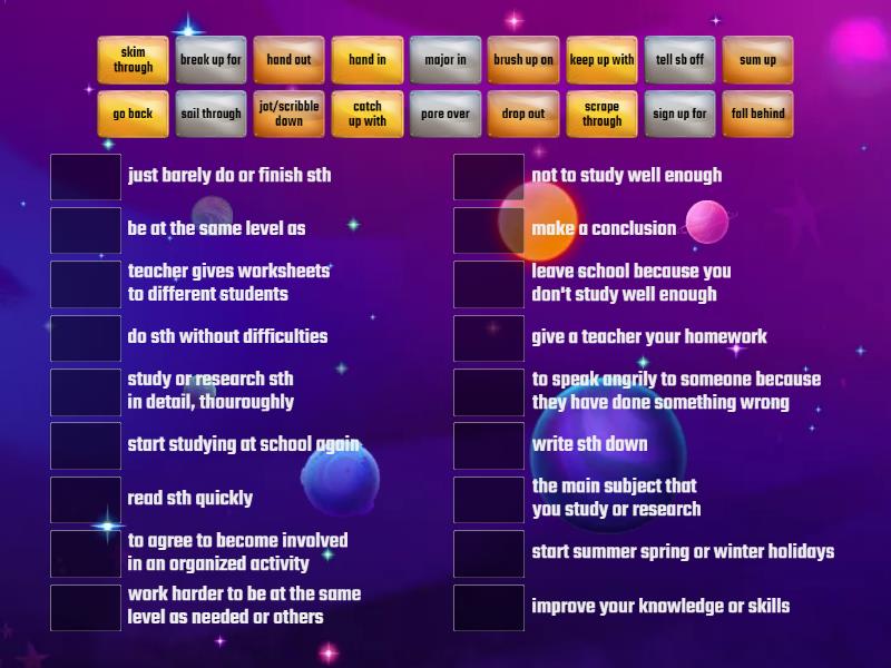 nmt - zno leader b2 school phrasal verbs - Match up