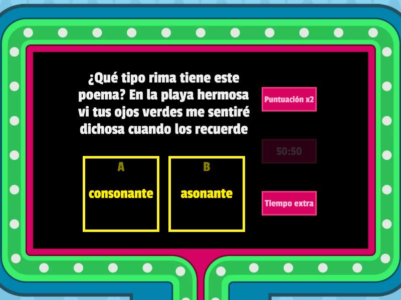 tipos de rima - Gameshow quiz