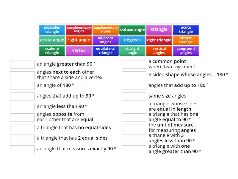 Perren Geometry terms: angles and triangles - Match up
