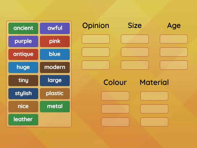 Types of adjectives - Group sort