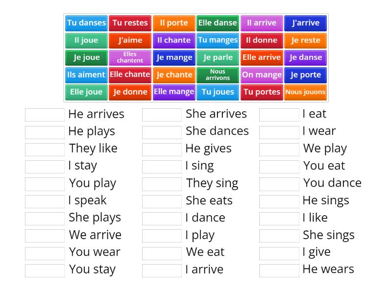 Present tense 'er' verbs - Match up