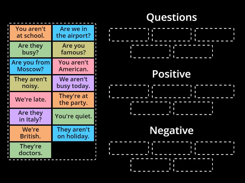 Questions, positive and negative sentences (they/we/you) - Group sort