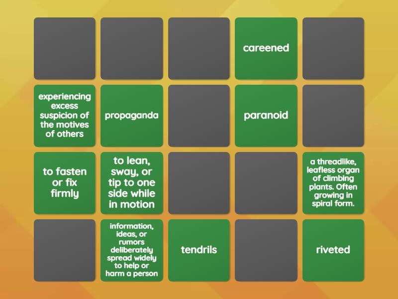 Percy Jackson: Vocabulary chapters 9-12 - Matching pairs