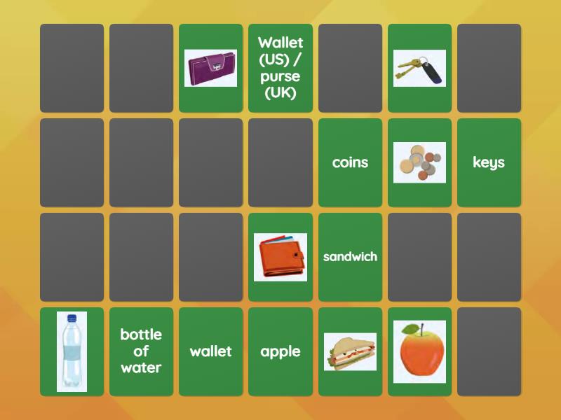 everyday things vocabulary - Matching pairs