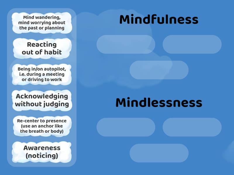Mindfulness Vs. Mindlessness - Group sort