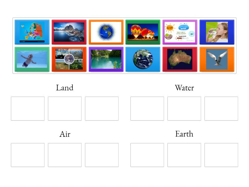 Sort earth and its features/surroundings - Group sort