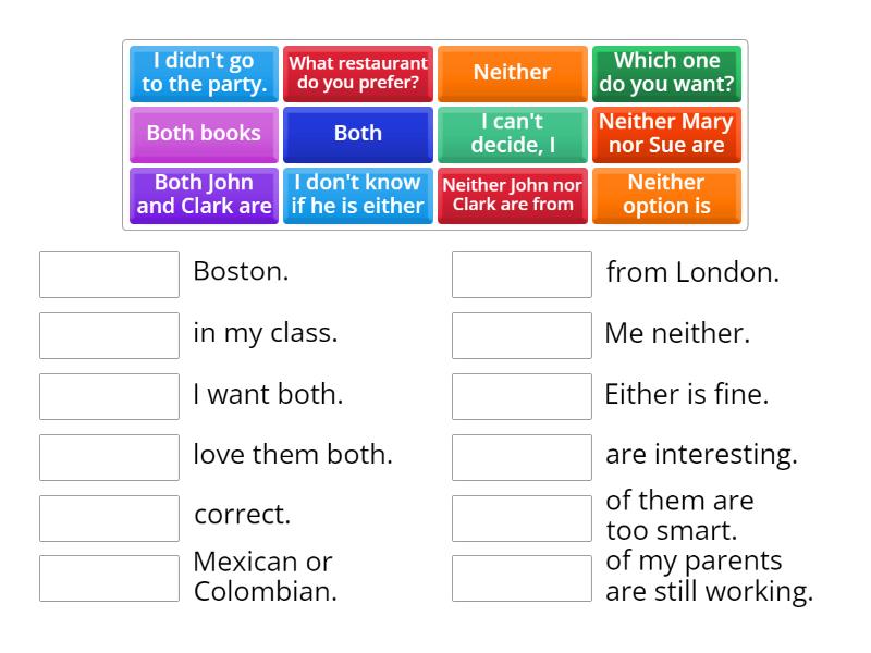 Both, Neither, Either - Une las parejas