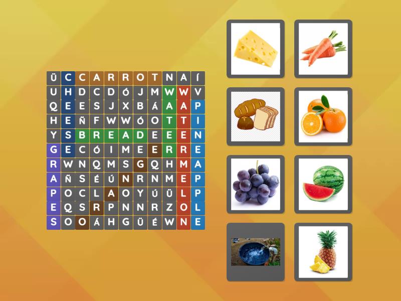 Sopa de letras comida - Wordsearch