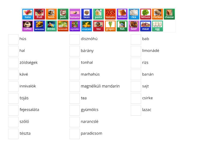 Project 2, Unit 4/A - Food and drink - Match up