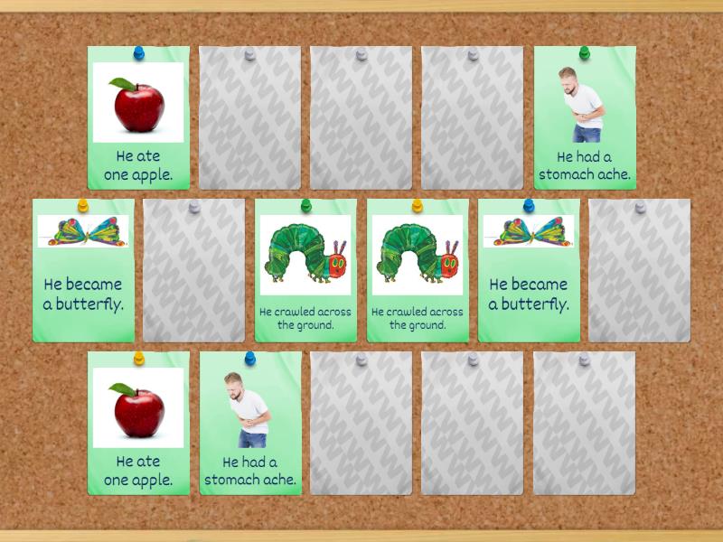 Past tense verbs - Very Hungry Caterpillar - Matching pairs