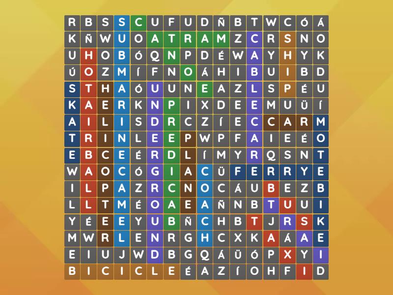Sopa de letras vehículos - Wordsearch