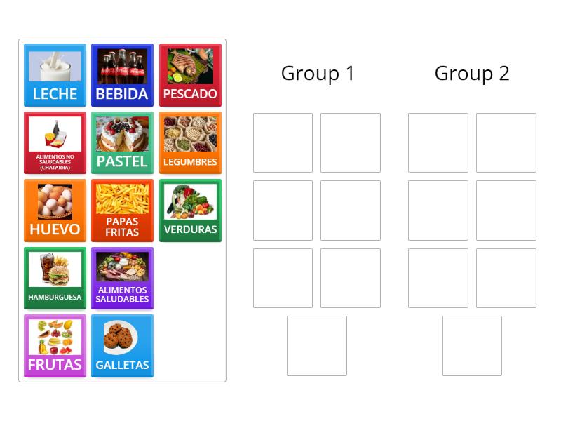 ALIMENTOS SALUDABLES Y NO SALUDABLES - Group sort