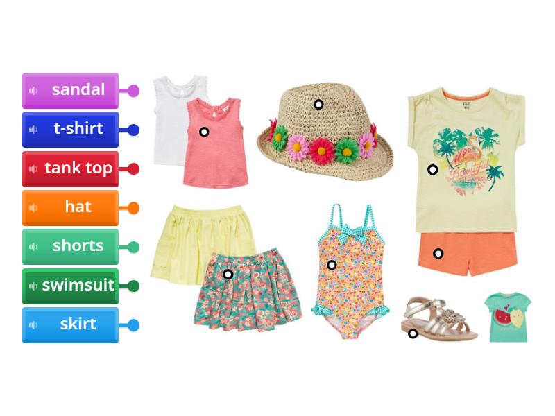 Marimba - Label the Summer Clothes - Labelled diagram