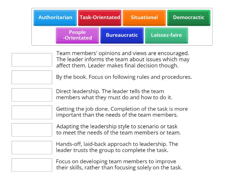 Leadership Styles - Match up