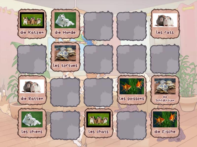 Memory - Tiere und Farben - Matching pairs