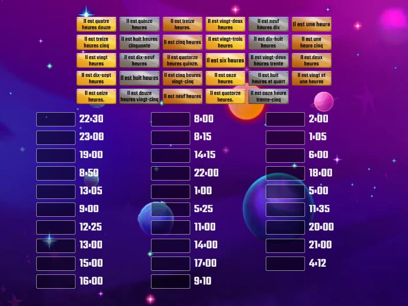 l'heure--telling time in French - Match up