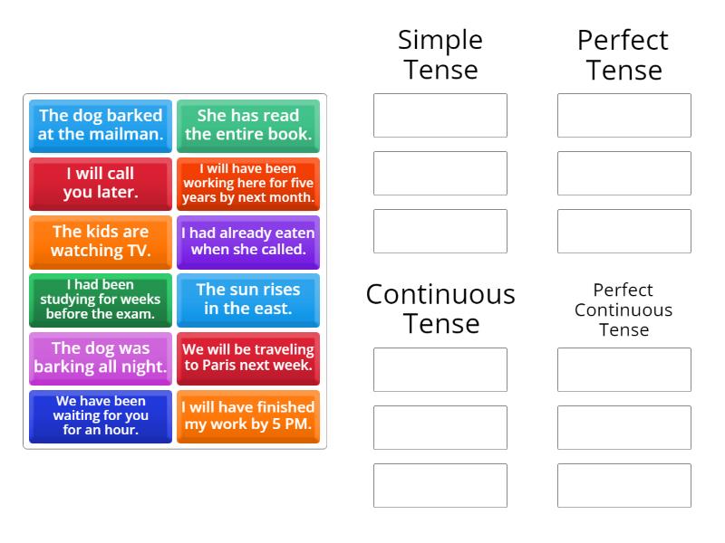 Verb Tense Sort - Group sort